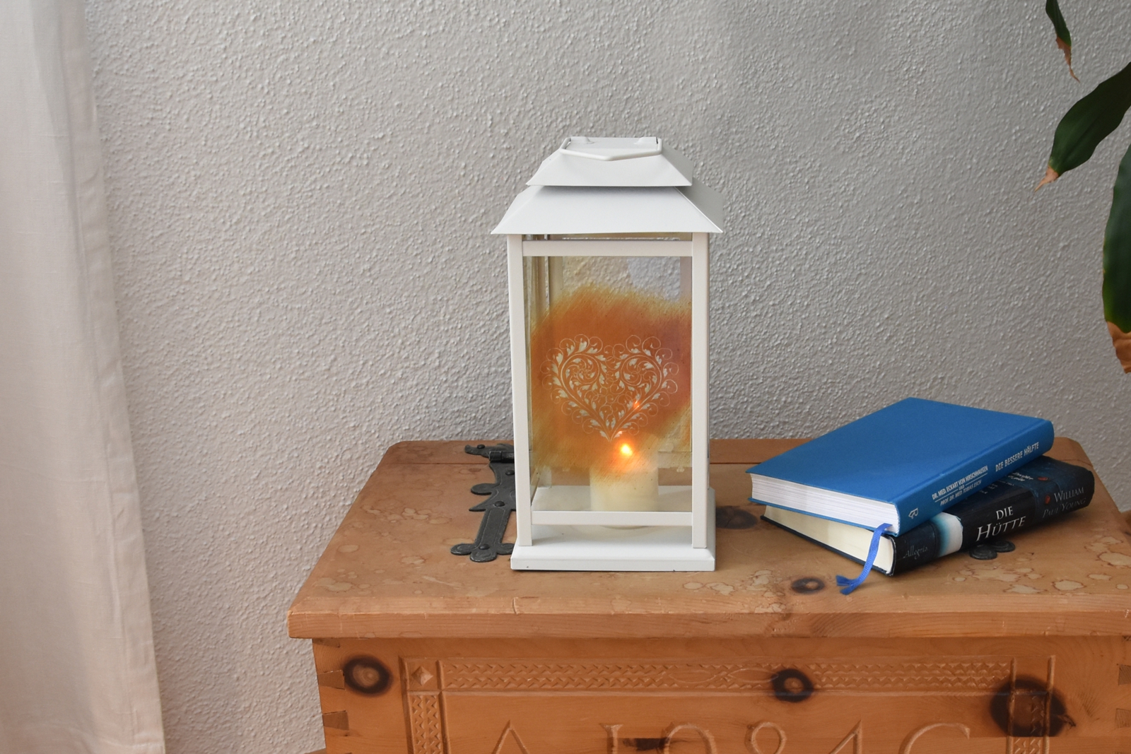 Laterne mit damasziertem Herz – Glasmalerei Christen | Webshop